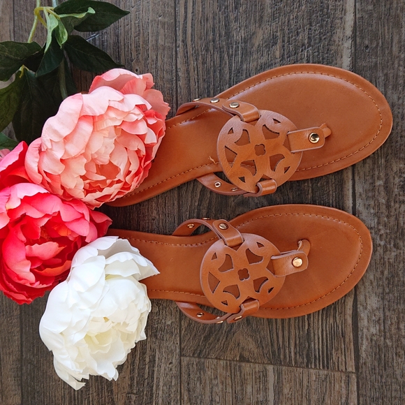 Shoes | Medallion Sandals Cognac | Poshmark